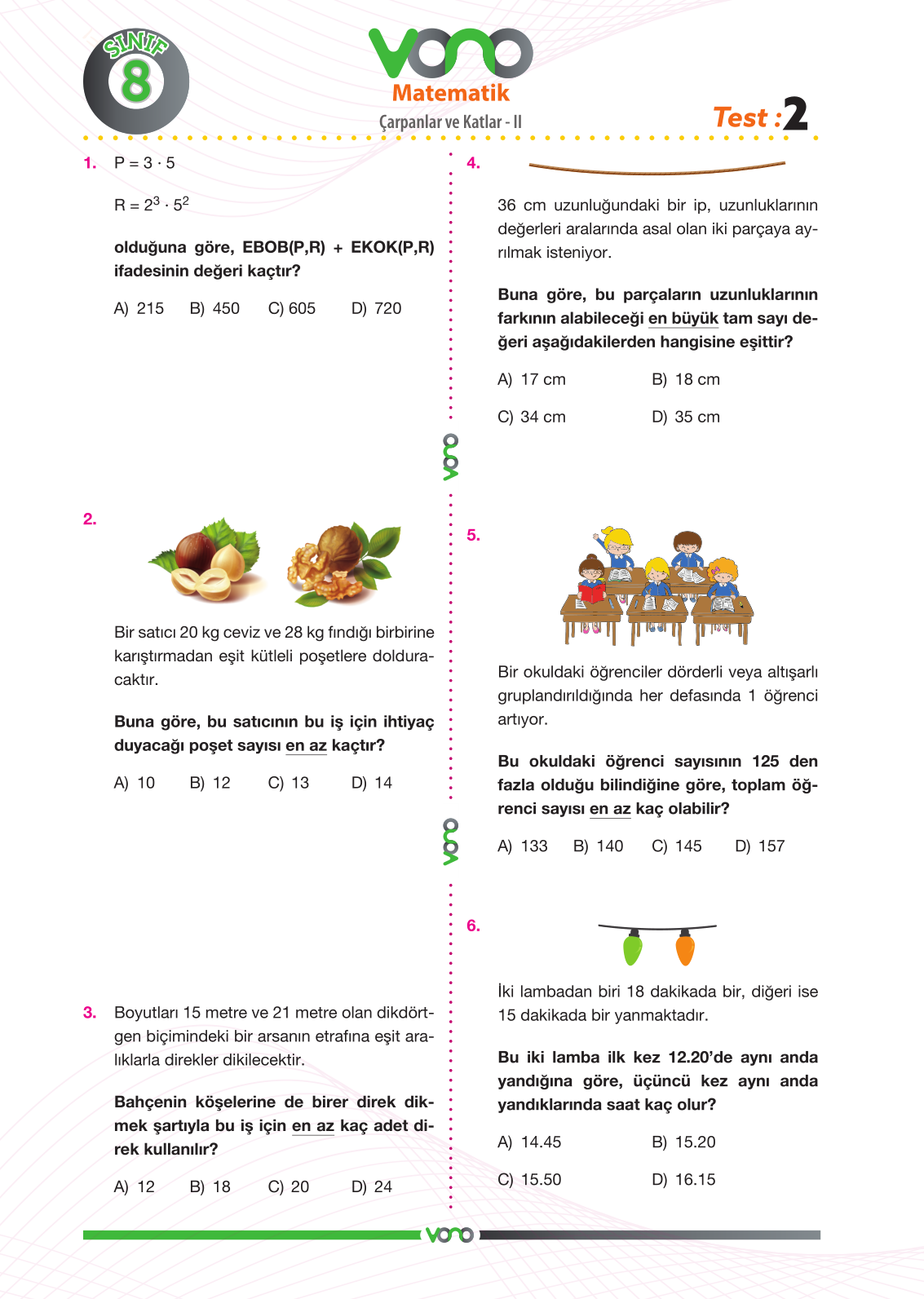 8 S n f Matematik Yaprak Test Vono Yay nlar Dijital E itim Sistemi
